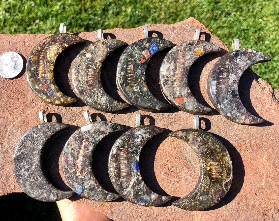 The “Large Crescent Luna” Orgone Amulet 🌙- Aura Protection (50% off co ...